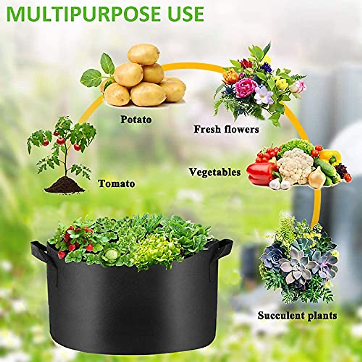 2 Pcs 30 Gallon Grow Bags for Vegetable, Heavy Duty Thickened Nonwoven Fabric Pots with Handles, Durable Breathe Plant Container for Potato, Carrot, Onion, Flower, Indoor and Garden
