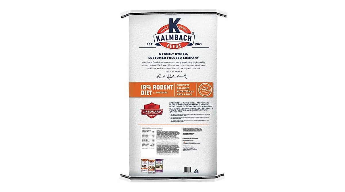 Kalmbach Feeds 18% Rodent Diet Cubed Feed for Rats and Mice in All Life ...