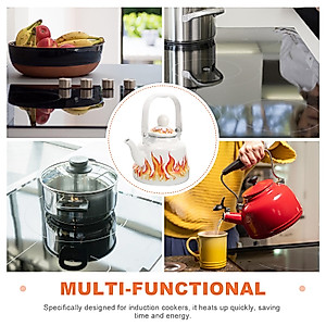 Kichvoe Ceramic Enamel Teapot Tea Kettle for Stovetop 1.1L Porcelain Enameled Teakettle Vintage Tea Pot with Ceramic Cool Handle Teapot for Hot Water No Whistling