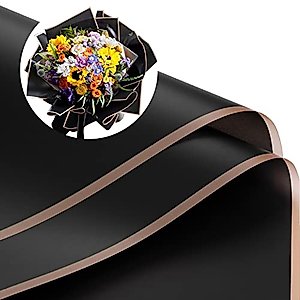 20 Sheets Flower Wrapping Papers Waterproof Gold Edge Wrappers Floral Bouquet Gift Package Paper Florist Packaging Supplies for Mother's Day Birthday Wedding Holiday Decoration