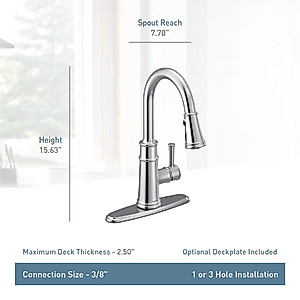 Moen 7260BL Belfield One-Handle Pulldown Kitchen Faucet Featuring Power Boost and Reflex, Matte Black