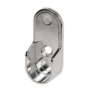 Rok Hardware Chrome 1-3/16" (30 mm) x 19/32" (15mm) Oval Closet Rod End Support with 3/16" (5mm) Pins 30X15X5MMCH (2 Pack)