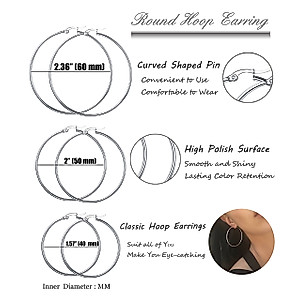 FIBO STEEL 6 Pairs Hoop Earrings for Women Teardrop Hoop Earrings Set 40-60MM