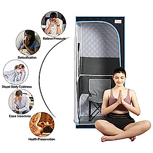 SALUSHEAT Full Size Infrared Sauna, One Person Home Sauna Spa Portable Sauna Tent with Remote Heating Foot Pad, Upgraded Chair, Black(29.1"*29.1"*66.5")