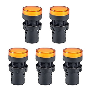 uxcell 5Pcs Yellow Indicator Light AC/DC 24V, 22mm Panel Mount, for Electrical Control Panel, HVAC, DIY Projects