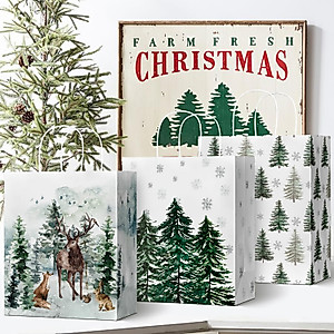 Horaldaily 24 Christmas Gift Paper Bags Bulk with handles Wrapping, Christmas Trees Snow Snowman Deer Holiday Presents(24 Large)