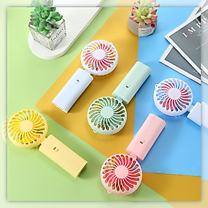 Woanger Mini Handheld Folding Fan Bulk USB Desk Fan Battery Operated Fans with Data Cable Hanging Foldable Desk Fan Small Rechargeable Pocket Fan Portable USB Electric Fan (20 Pcs)