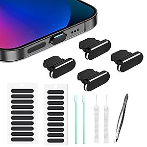Gavemi iPhone Dust Plug Compatible with iPhone and AirPods, Lightning Port Plug Protector Charging Port Anti Dust Cover Includes Speaker Cover (Black)