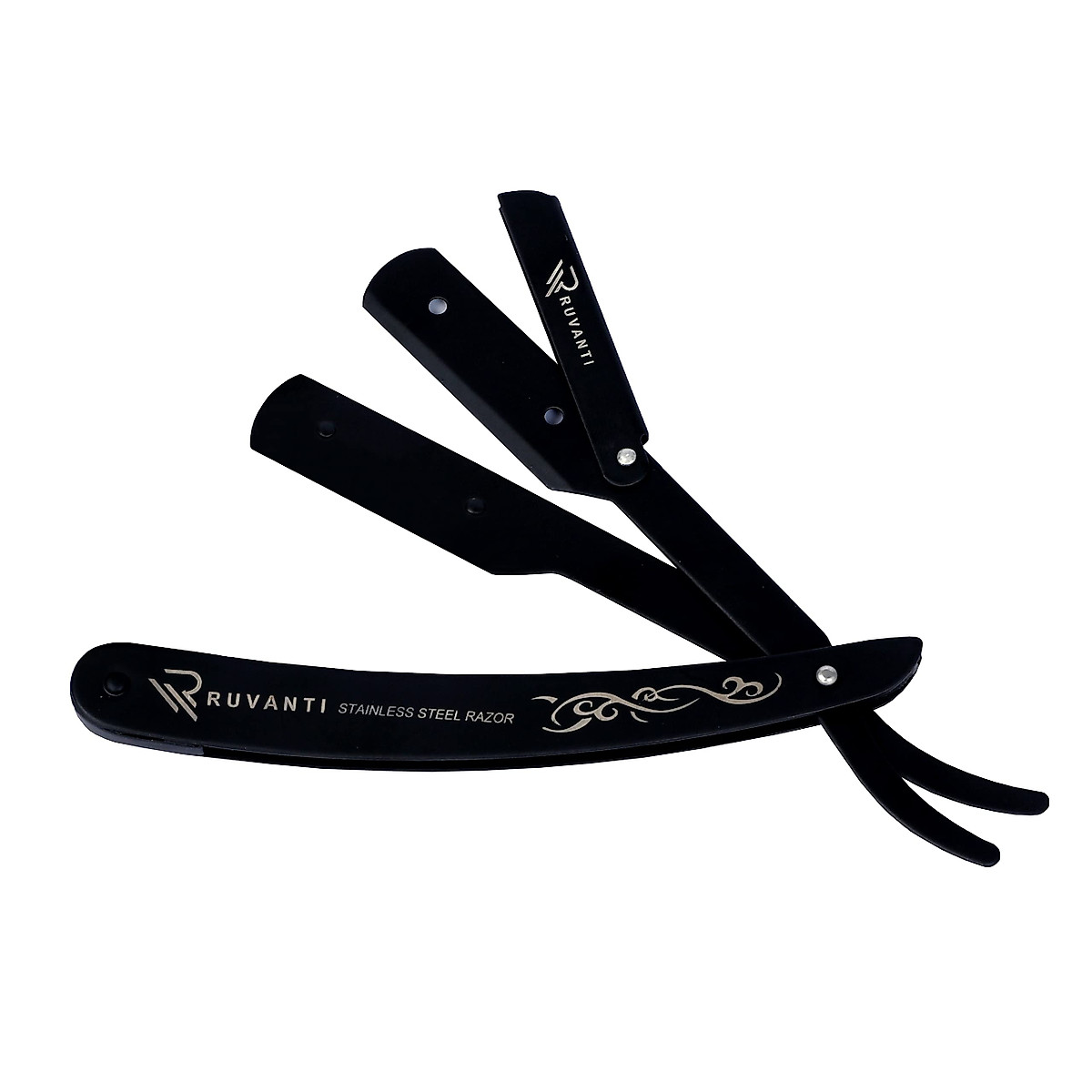 Ruvanti Straight Edge Razor for Professional Barbers, Best for Salon and Home Use - for Men's Shave (Black)