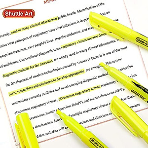 Shuttle Art Yellow Highlighters, 30 Pack Highlighters Bright Colors, Chisel Tip Dry-Quickly Non-Toxic Highlighter markers for Adults Kids Highlighting in Home School Office