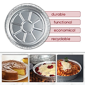 PARTY BARGAINS 9-Inch Round Heavy Duty Disposable Aluminum Pans - 40 Pack (Set with Plastic Lids) - For Baking, Roasting, BBQ, Perfect for Kitchen, Takeout Food, Catering, Picnic, Camping (Max 240°C)