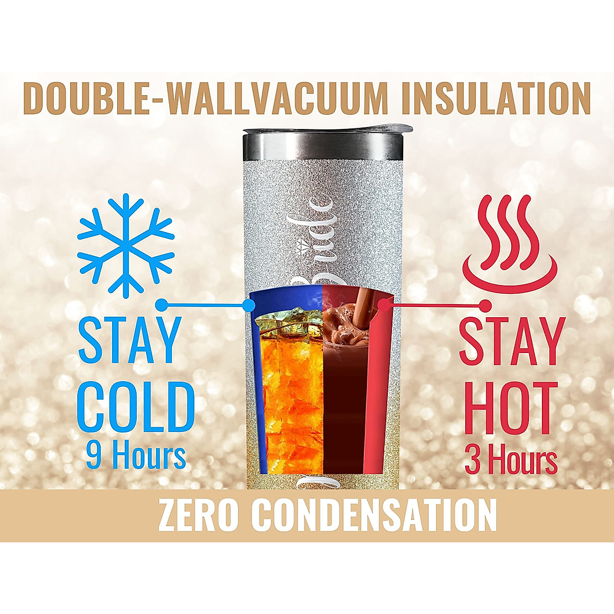 Onebttl Mother of The Bride Gifts, 20oz Stainless Steel Skinny Tumbler with Lid and Straw On Wedding Party for Brides Mom from Brides, Daughters (Glitter Gold)