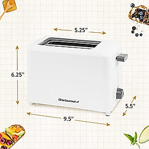Elite Gourmet ECT-1027# Cool Touch Toaster, 7 Toast Settings Cancel Functions, Slide Out Crumb Tray, Extra Wide 1.5" Slots for Bagels Waffles Specialty Breads, Puff Pastry, Snacks, White