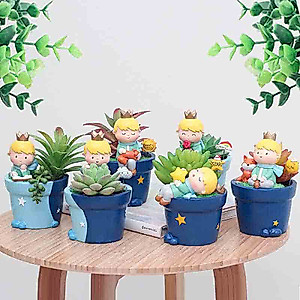 Nautance Cheap Cute Little Boy Succulent Planter Pots Resin Little Prince Flowerpot Bonsai Crafts Home Garden Yard Decor Birthday Gifts-A1