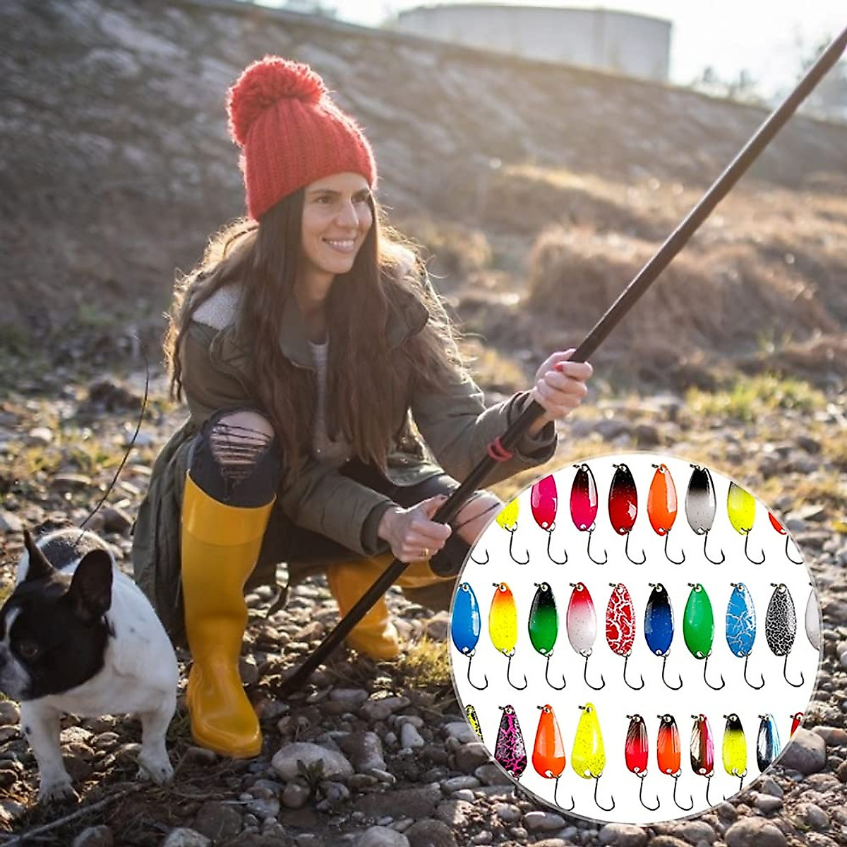 Ochine Fishing Lures Set Baits Tackle Set for Trout Bass Pike Crappie Walleye, Saltwater Freshwater Fishing Spoon Lure Kit Metal Baits Hard Baits Single Sharp Hook with Tackle Box (5/12/43 Pcs)