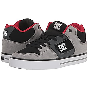 DC Men's Pure MID Casual Skate Shoe, Black/Grey/RED, 12