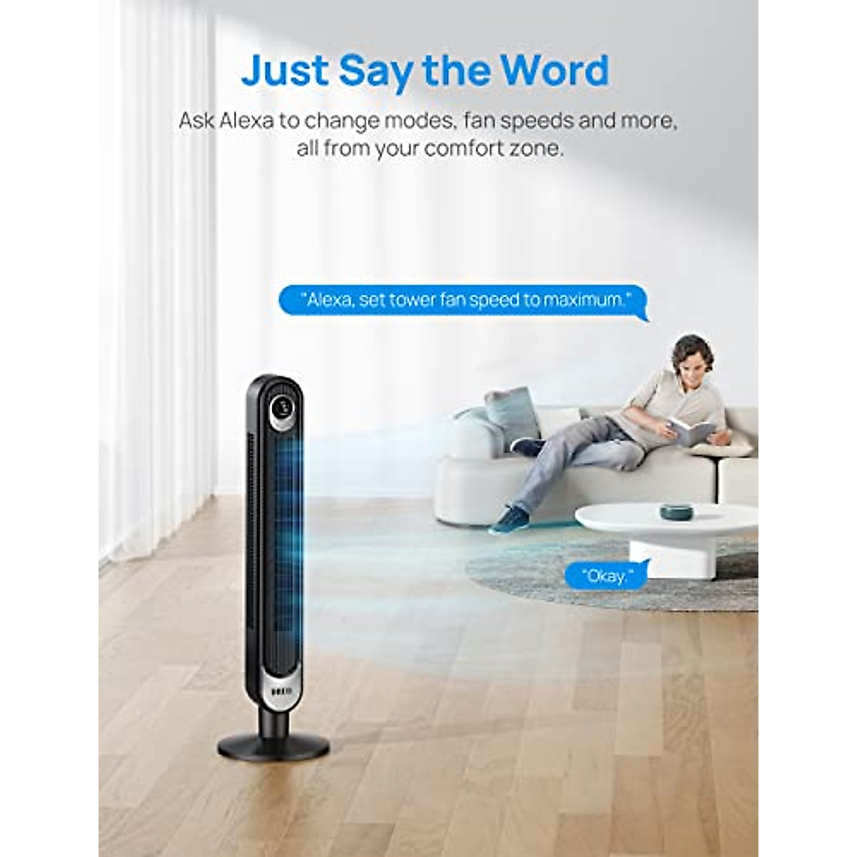 Dreo Smart Tower Fan WiFi Voice Control, Compatible with Alexa/Google & Table Fans for Home Bedroom, 9 Inch Quiet Oscillating Floor Fan with Remote, Air Circulator Fan