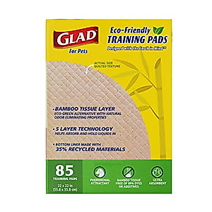 Glad for Pets Earth Friendly Bamboo Training Pads | Eco Friendly Puppy Pads for All Dogs | 85 Super Absorbent Puppy Training Pads, Deodorizing Dog Training Pads for Pets