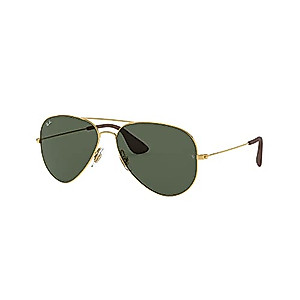 Ray-Ban RB3558 Aviator Sunglasses, Gold/Dark Green, 58 mm