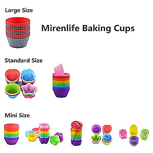 Mirenlife Silicone Cupcake Liners Reusable Silicone Baking Cups Nonstick Muffin Molds Easy Clean Silicone Muffin Liners, 24 Pieces in 8 Rainbow Colors