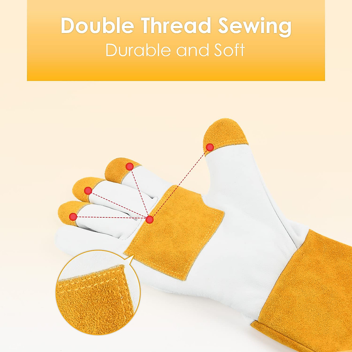 Long Gardening Gloves,Thorn Proof Genuine Leather Work Gloves, Garden Gloves with Long Cowhide Gauntlet to Protect Your Arms Until the Elbow, Working Gloves for Man and Women (Medium, Brown)