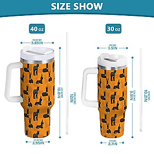 IHCVHQX Tumbler With Handle and Straw 30oz Cute Donkey Orange Insulated Tumbler Cups Stainless Steel Travel Coffee Mug