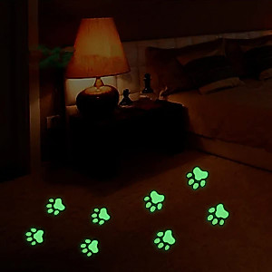 MESU 22 Pcs Paw Print Luminous Decals Glow in The Dark Cat Dog Footprint Decorative Stickers Kids Room Ceiling Decor Paw