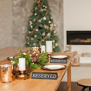 Metal Reserved Table Signs Reserved Sign Reserved Desk Signs Double Sided Table Stand Tents Sign Reserved Seating Signs for Wedding Restaurant Parties Ceremony, 5.91 x 3.15 Inch (Black, 24 Pcs)