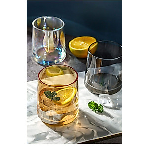 ALENXYA 4-piece Whiskey Glass, Nordic Crystal Glass,Cocktail Glass,Vintage Scotch Glass,Juice Glass Coffee Cup,Tea cup,8.11Oz