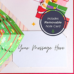 Paper Love Christmas Tree Pop Up Christmas Card, 3D Christmas Greeting Cards, For Christmas or Holidays - 5" x 7" Cover - Includes Envelope and Note Tag