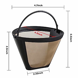 Reusable Coffee Filters, 2 Pack 6-12 Cup Cone Coffee Filters for Ninja CFP Series, Basket Permanent Replacement Coffee Filters with Stainless Steel Mesh fit for Cuisinart Coffee Maker