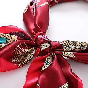 SHJINJU Women's 35" Satin Square Silk Like Hair Scarves and Wraps-Square Silk Head Scarf for wrapping hair and sleeping at night(17-style)