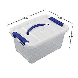DynkoNA 6-Pack Storage Box Tote, Plastic Organizer Bin with Latching Handle, 6 L
