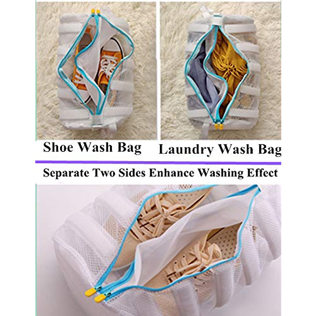 DurReus Mesh Laundry Bag Men Canvas Shoes Sneakers Trainers Washing in Washer Dryer Sturdy Women Delicates Lingerie Bra Wash Bags with Bumper Protectors