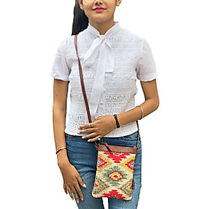 Mona B Canvas Handbag for Women | Zipper Bag | Crossbody Bag | Stylish Vintage Recycled Upcyled Bags Women (Brown-Sloane)