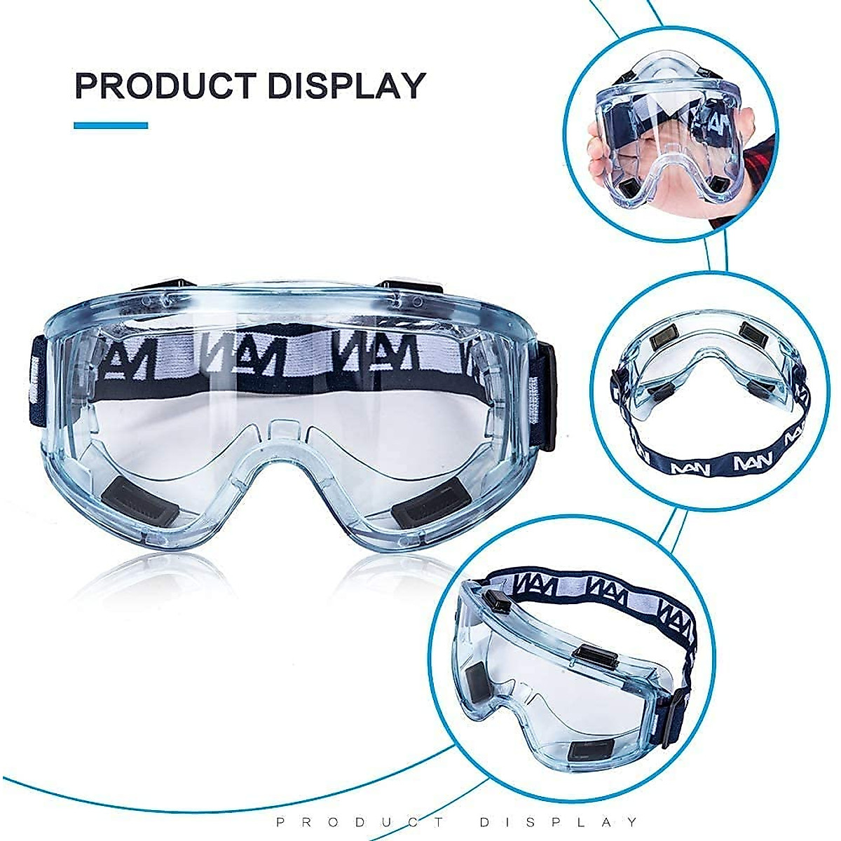 Holulo Clear Safety Goggle Splash & Impact Resistant Goggle Sand&Dust Over Glasses Eye Protector Wide-Vision Lab Safety Goggle