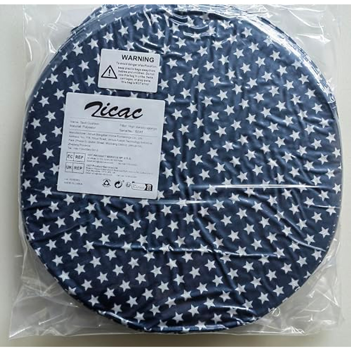 Zicac Kids' Anti-Slip Chair Seat Cushion- Dining Seat Pad Dismountable Round Seat Cushion (Blue Star)