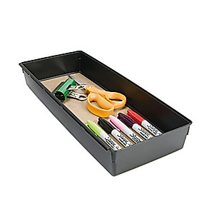 Rubbermaid No-Slip Interlocking Drawer Organizer, 6 x 15-in, Black with Gray Base (1994535)