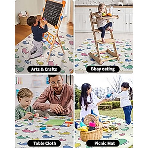 Splat Mat for Under High Chair 43.3″, Waterproof Easy Cleaning Anti Slip Spill Mat for Art/Crafts/Playtime on Floor or Table, Eating Mess Mat for Floor Protector