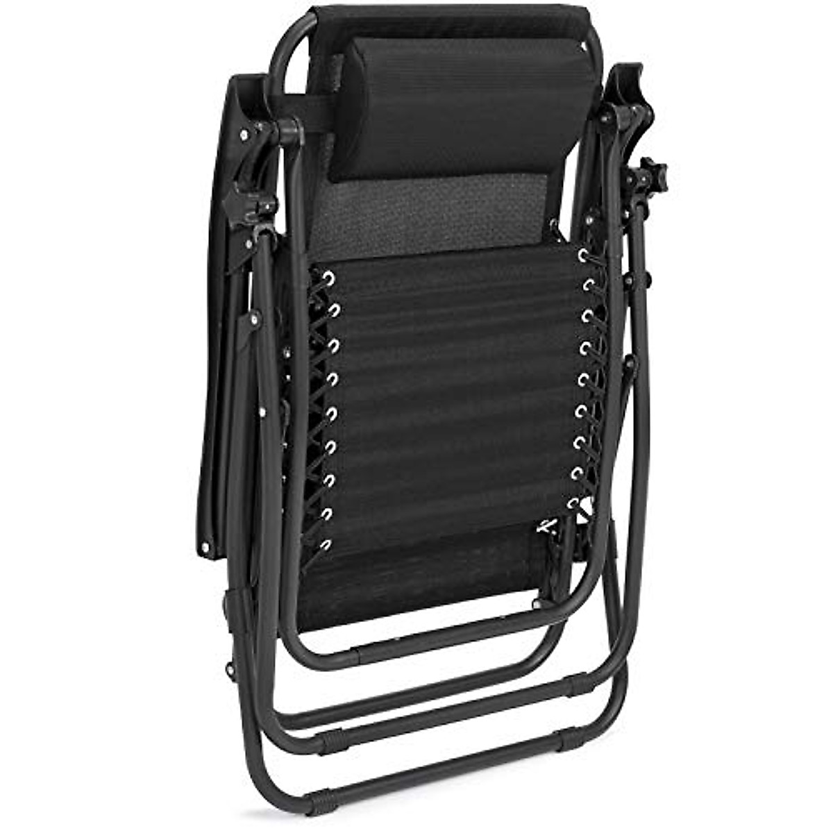 Bee Zero Gravity Chairs Patio Chairs Lawn Chairs Patio Set of 2 with Pillow and Cup Holder Patio Furniture Outdoor Adjustable Dining Reclining Folding Chairs for Deck Patio Beach Yard… (Black)