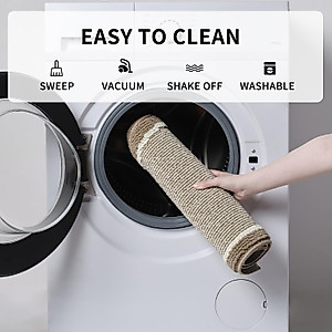 PADOOR Kitchen-Mats for Floor 100% Polypropylene Kitchen Rugs Non Slip Washable, Durable Dirt Resist Half Circle Rug TPR Backed Kitchen Floor Mat, 18"x28", Beige