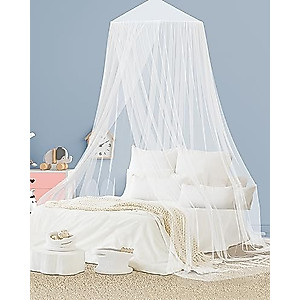 Aoresac Mosquito Net Bed Canopy for Girls, Elegant Canopy Bed Curtains from Ceiling, Easy to Install, Dome Mosquito Netting for Single to Adult Size Beds, Home & Camping Use (Round)
