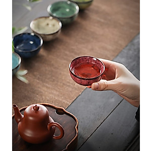 Lxuwbd ceramic tea cup, Chinese kung fu tea set, Japanese style tea cup, yerba mate tea set, 5pcs ceramic mate cup set, tea cup