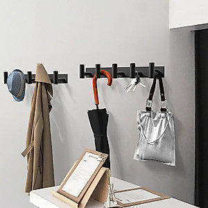 VAEHOLD Black Hat and Coat Wall Mount Rack 5 Hooks for Robes, Bags, Keys, and Towels Bathroom Towel Hanger Organizer (1 Pack)