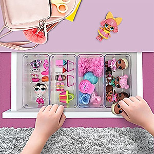 Acrimet Desk Drawer Organizer Box Tray Storage Bins Modular Divider for Home, Kitchen, Office and Storage (Clear Crystal Plastic) (4 Pack - 6.25" x 3.13" x 2.13")