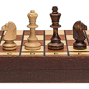 Wegiel Handmade Jowisz Professional Tournament Chess Set - Wooden 16 Inch Folding Board With Felt Base & Hand Carved Chess Pieces - Compartment Inside The Board To Store Each Piece