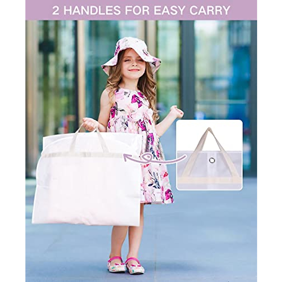 SLEEPING LAMB Clear Garment Bag for Dance Costume Kids 50 Inch Hanging Clothes Cover for Closet Storage With 4 Large Zipper Pockets for Ballet, Theatre, Competitions, 3 Packs, White