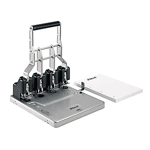 Rexel HD4150 Heavy Duty 4 Hole Punch Silver/Black 150 Sheet Capacity with Locking Metal Paper Guide