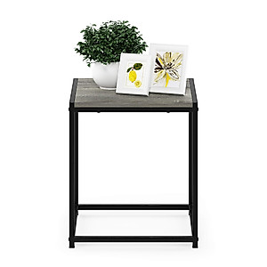 FURINNO Camnus Modern Living End Table, French Oak Grey, 15.75 in x 15.75 in x 17.83 in