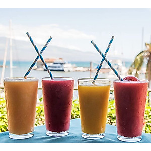 Shuiniba Biodegradable Striped Paper Straws,Paper Drinking Straws for Party, Events and Crafts,Baby Shower Decorations 7.75 Inches, Red White Striped - 100 Pack